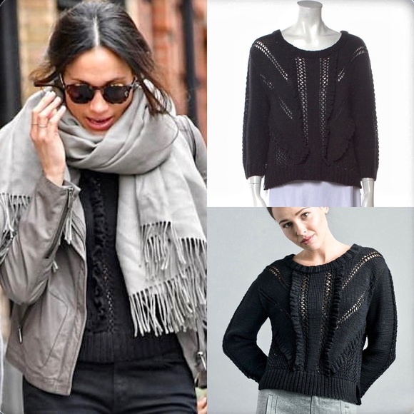 Smythe | Sweaters | Smythe X Augden Pullover Black Pima Cotton Ruffle ...